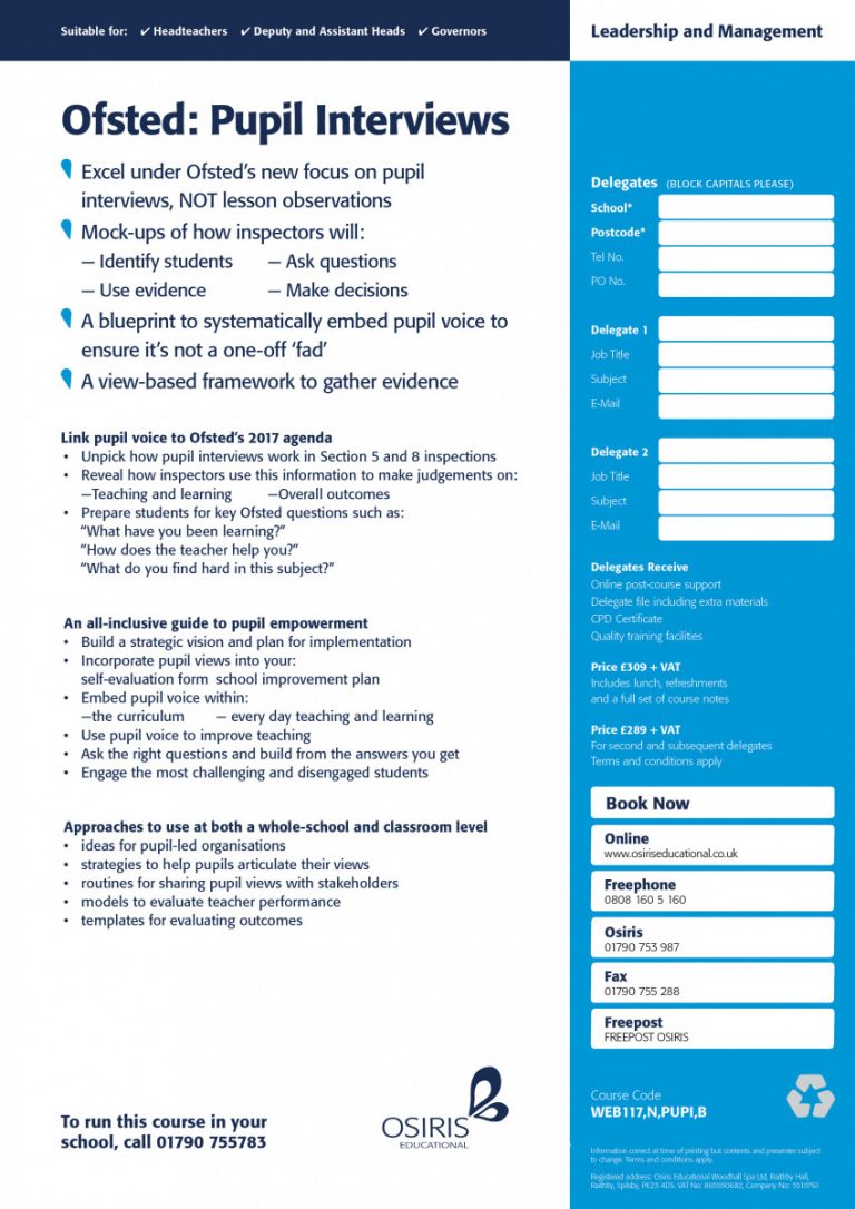 Ofsted: Pupil Interviews - Osiris Educational