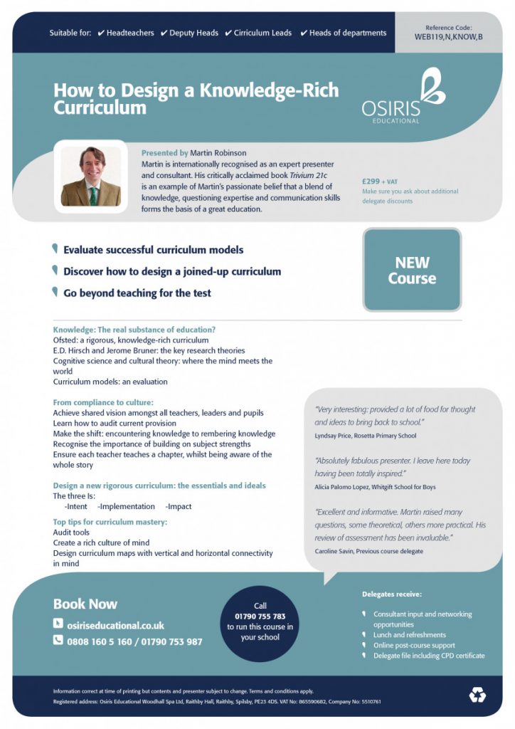 How to design a knowledge-rich curriculum - Osiris Educational